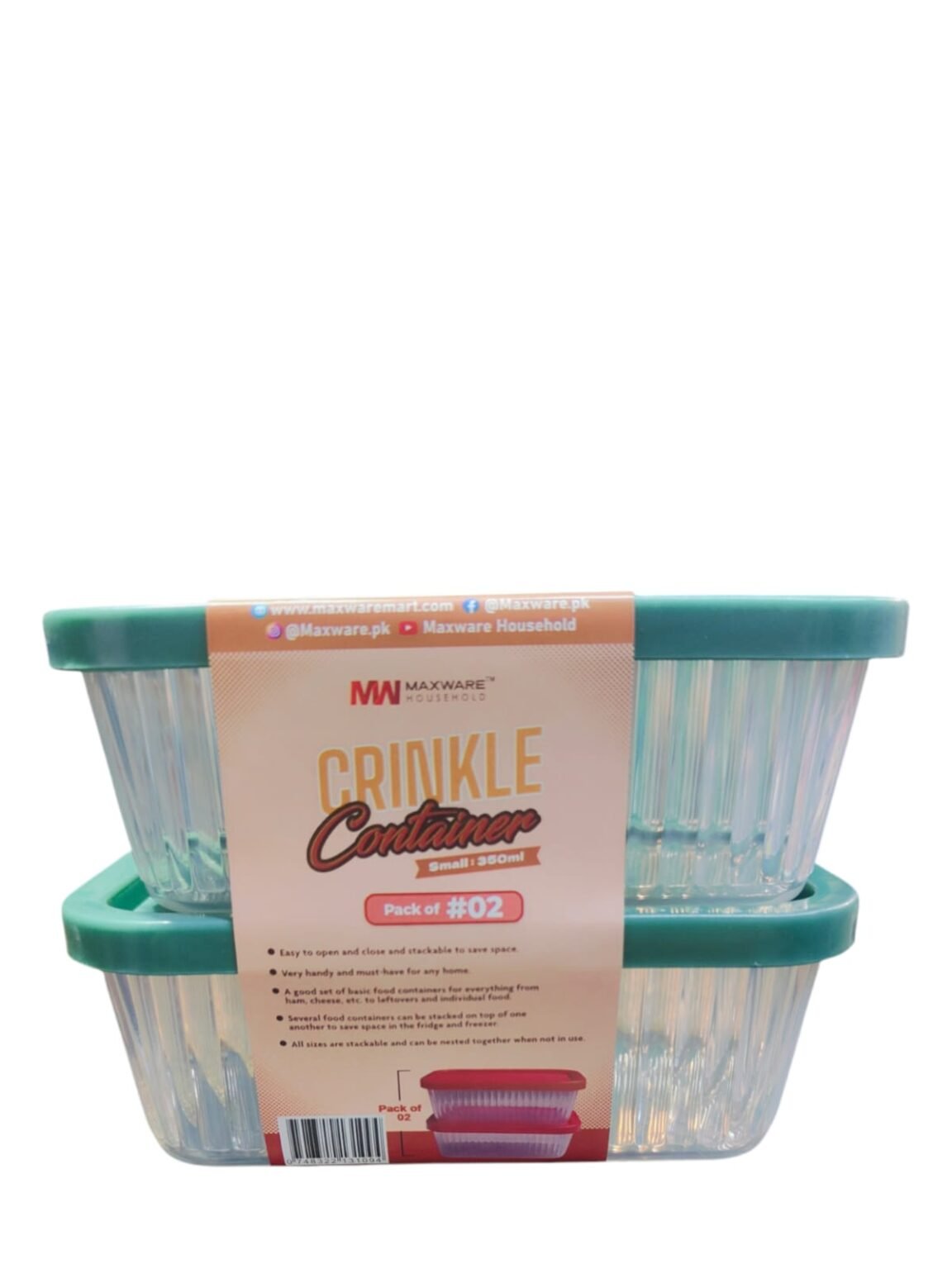 NEW ARRIVAL Crinkle Container Small (350 ml) pack of 2 – Attari Gadgets